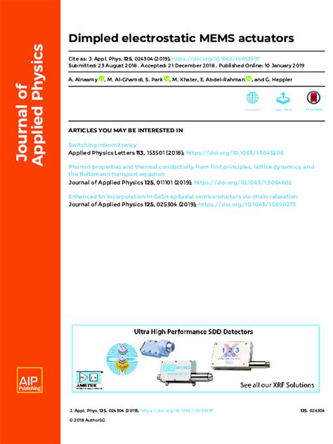 Pdf Dimpled Electrostatic Mems Actuators