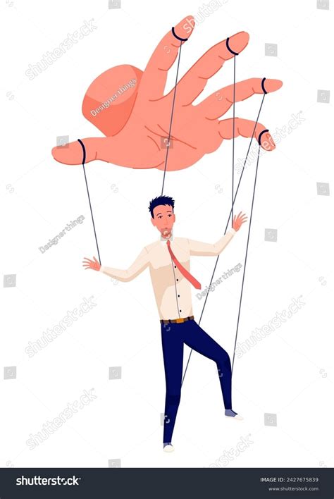 Puppeteer Hand Controlling Puppet Business Man Stock Vector Royalty