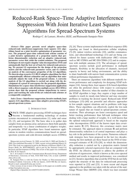 Pdf Reduced Rank Spacetime Adaptive Interference Suppression With