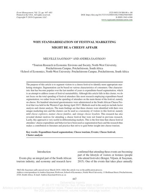 Why Standardization Of Festival Marketing Might Be A Cheesy Affair Pdf Marketing Factor