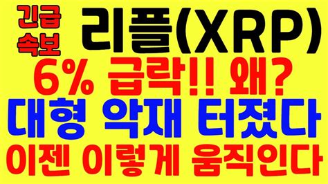 리플 6 급락 왜 대형 악재 터졌다 이젠 이렇게 움직인다 리플 리플전망 리플코인 리플소송 Sec Xrp
