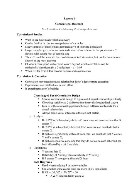 6 Correlational Research Copy Lecture 6 Correlational Research X Attention Y Memory Z 6 Correlational Research Copy Lecture 6 Correlational Research X Attention Y Memory Z