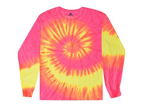 Fluorescent Pink Yellow Tie Dye Long Sleeve T Shirt Tie Dye Space
