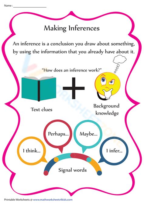 Inference Chart Worksheet