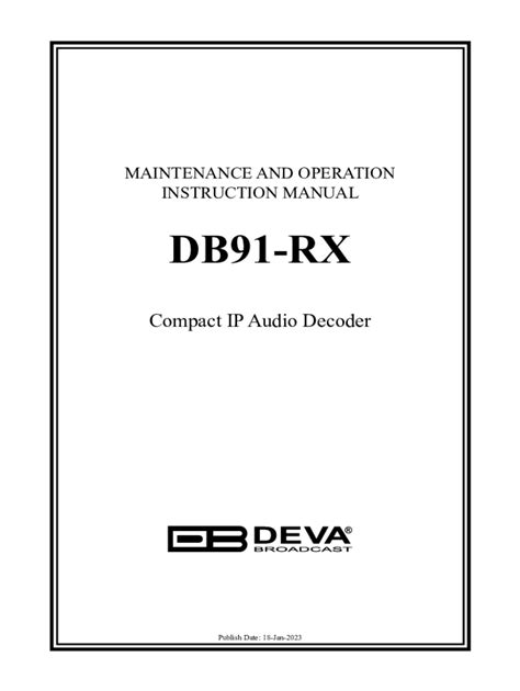 Fillable Online DB RX User Manual Compact IP Audio Decoder Fax Email Print PdfFiller