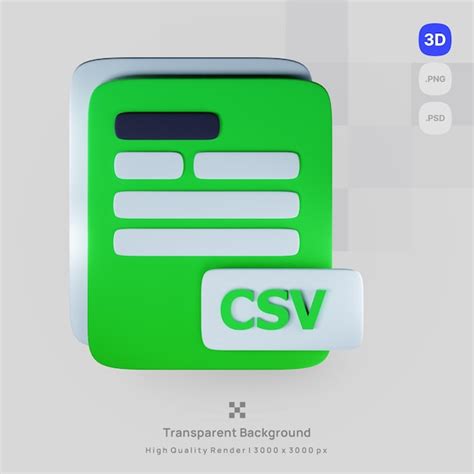 Premium Psd Psd 3d Icon Document Computer Csv File Extension With
