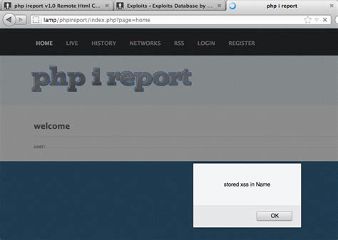 Php Ireport 10 Remote Html Code Injection Php Webapps Exploit