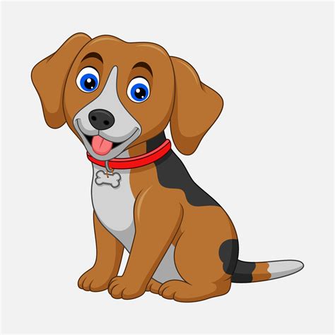 Cute Dibujos Animados De Perro Sentado Aislado Sobre Fondo Blanco