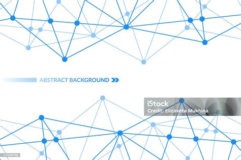 추상적인 다각형 벡터 배경입니다 네트워크 패턴 파란색 연결 된 선과 원 기하학 그림 비즈니스 연결 프리 젠 테이 션 그물 신경 삼각형 디자인 개념 과학 0명에 대한 스톡