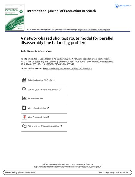 Pdf A Network Based Shortest Route Model For Parallel Disassembly