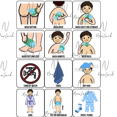 Shower Sequence For Boys Autism Aac Communication Visual Special