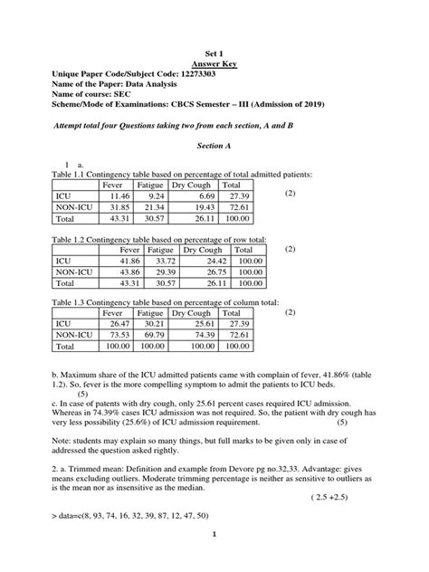 Set 1 Answer Key Pdf Outlier Mean
