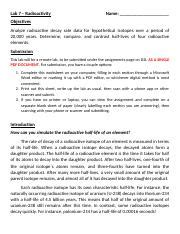 Lab7 Radioactivity Instructions Docx Lab 7 Radioactivity Name Objectives Analyze