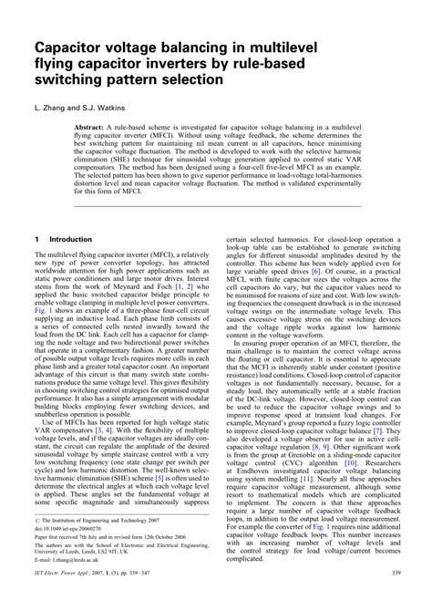 Pdf Capacitor Voltage Balancing In Multilevel Flying Capacitor