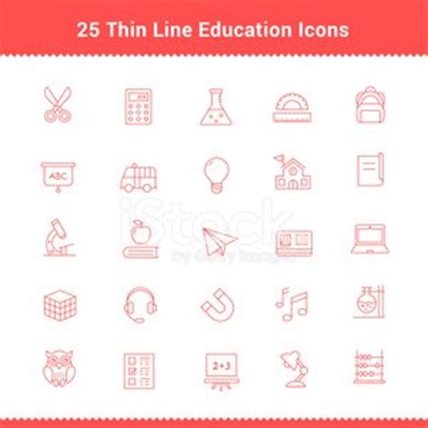 Set Of Thin Line Stroke Education Icons Stock Vector Royalty Free FreeImages