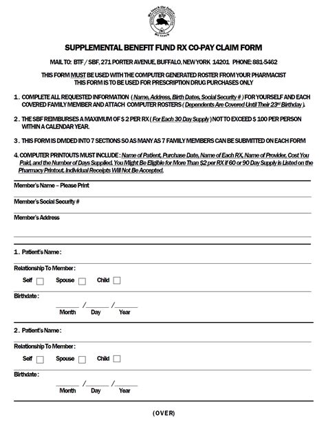 Prescription Copay Claim Form