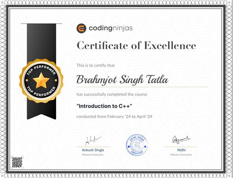 Codingninja Cplusplus Topperformer Excellence Programming