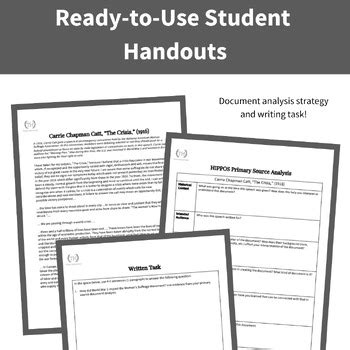 Womens Suffrage Primary Source Analysis Womens Rights Movement Activity