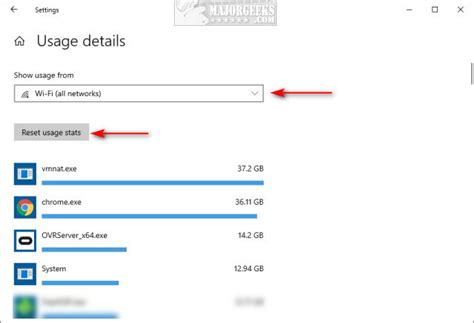 How To View And Reset Network Data Usage In Windows 10 Majorgeeks