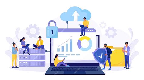 Premium Vector It Specialists Administrate Cloud Service Data Storage Hosting Platform Big