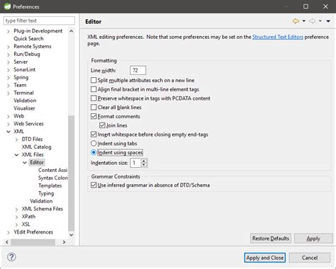 Eclipse Xml Editor Inserts Tabs For Spaces Stack Overflow