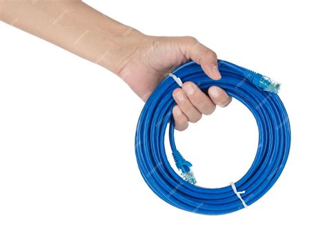 Premium Photo Blue Of Lan Network Connection Ethernet Cable Isolated On White Background