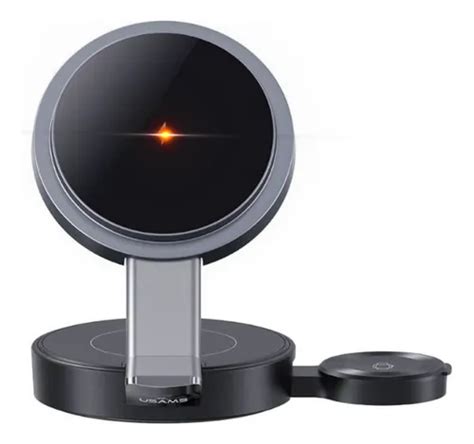 Cargador Inalámbrico Magnético 3 En 1 Celular Auriculares Negro