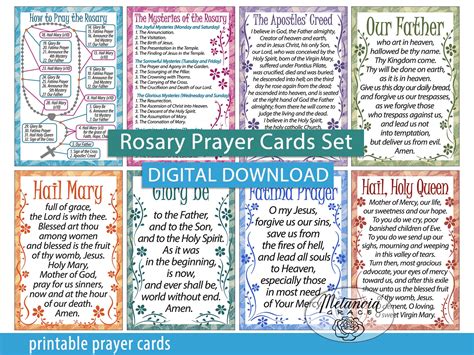 How To Pray The Rosary Printable Catholic Rosary Prayer Cards Etsy