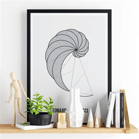 Fibonacci Spiral Wall Art Mathematics Poster Fibonacci Etsy