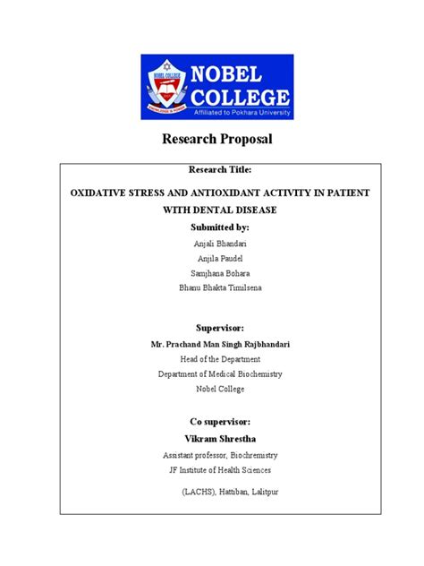 Os Proposal Pdf Antioxidant Periodontology