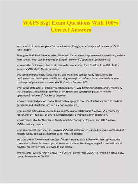 Waps Ssgt Exam Questions With 100 Correct Answers Waps Stuvia Us