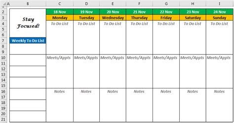 Excel Weekly Planner Template Step By Step Calendar Examples
