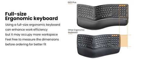 Protoarc Backlit Bluetooth Ergonomic Keyboard Ek01 Plus Full Size Wireless Split