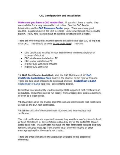 CAC Configuration And Installation