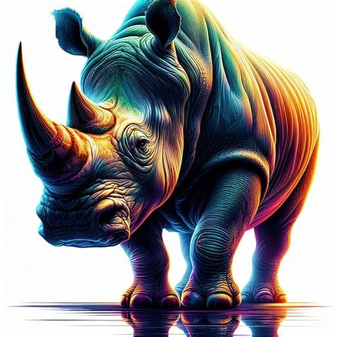 Hyperrealistic Vector Art Illustration Colorful African Rhino Isolated