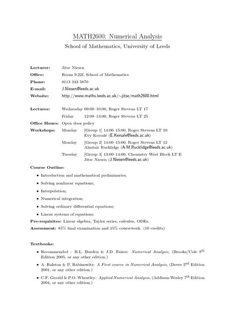 Numerical Analysis Notes Pdf Interpolation Rounding