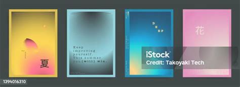 여름 네온 스퀘어 포스트 배경 플래 카드 배너 책 및 노트북에 대한 70 년대 그라디언트 포스터 디자인 세트 흐릿한 원형