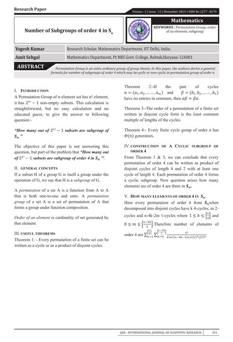 Pdf Number Of Subgroups Of Order 4 In Sn