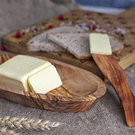 Olive Wood Butter Dish And Butter Knife Forest Decor