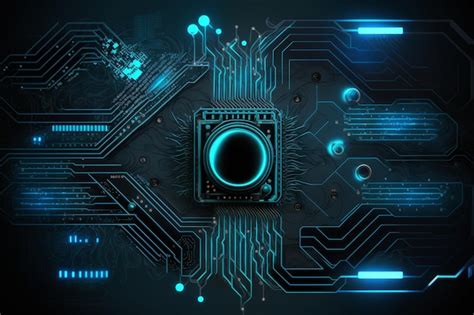 Premium Ai Image A Blue And Green Circuit Board With A Blue Light That Says Intel On It