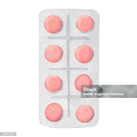 둥근 모양의 빨간 알약으로 물집이 생깁니다 수채화 그림입니다 캡슐에 들어있는 비타민 바이러스 치료제 질병 치료 건강 관리 광고 포스터 치료 감기 독감 약품 캡슐에 대한 스톡