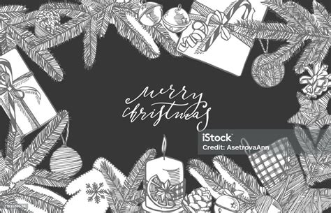 크리스마스 트리와 크리스마스 트리 장난감의 가지 새해와 크리스마스 디자인 요소입니다 인사말 카드 초대와 함께 Xmas 그래픽 빈티지 일러스트 0명에 대한 스톡 벡터 아트 및