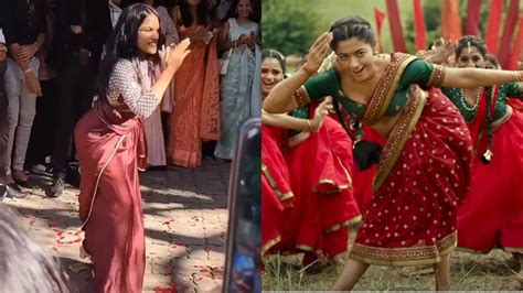 Saami Saami Viral Video रश्मिका मंदाना के गाने पर लड़की ने साड़ी और हील्स में किया डांस वायरल