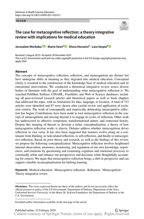 Pdf The Case For Metacognitive Reflection A Theory Integrative Review With Implications For