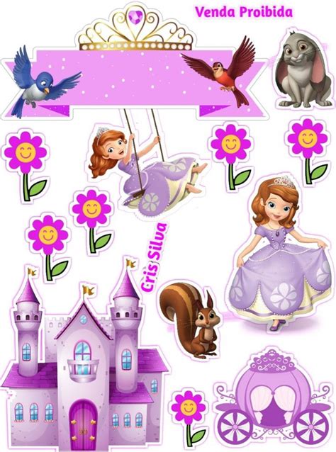 Pricesa Sophia Topo De Bolo Diy Lembrancinhas Minnie Vermelha Bolo Sofia Photo Cake Topper