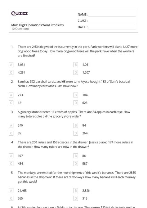 50 Mixed Operation Word Problems Worksheets For 6th Class On Quizizz Free And Printable