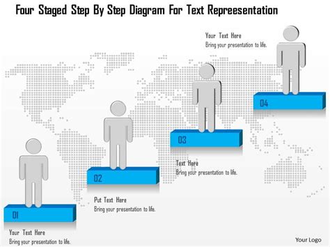 1214 Four Staged Step By Step Diagram For Text Repreesentation Powerpoint Template