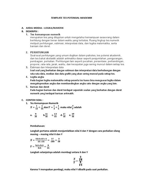 Soal Logika Numerik Dan Kunci Jawaban Pdf