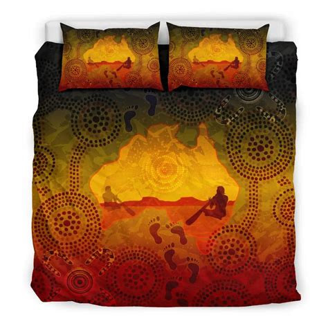 Australia Aboriginal Bedding Set Australian Map With Indigenous Color