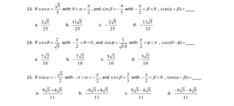 solved if cos alpha squareroot 5 5 with 0
